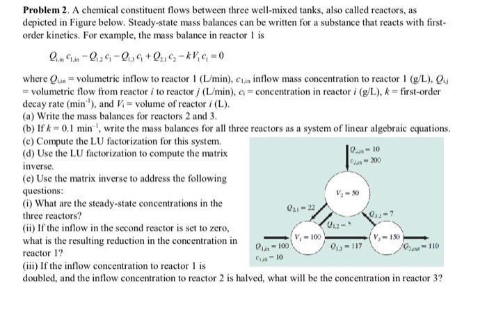 Solved Problem 2. A chemical constituent flows between three | Chegg.com