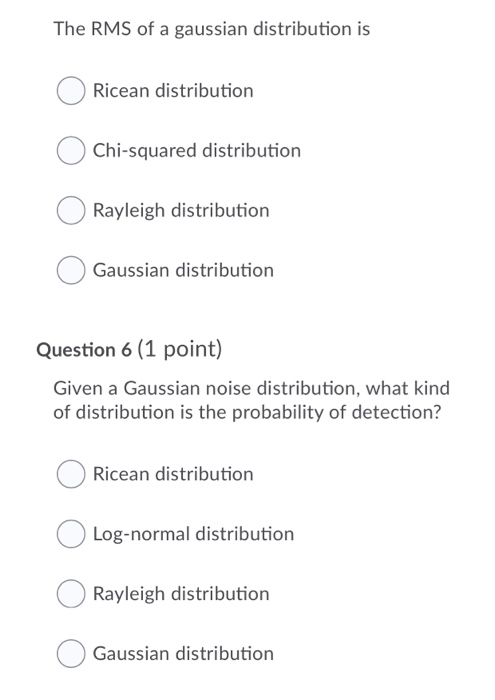 Solved The RMS of a gaussian distribution is Ricean | Chegg.com