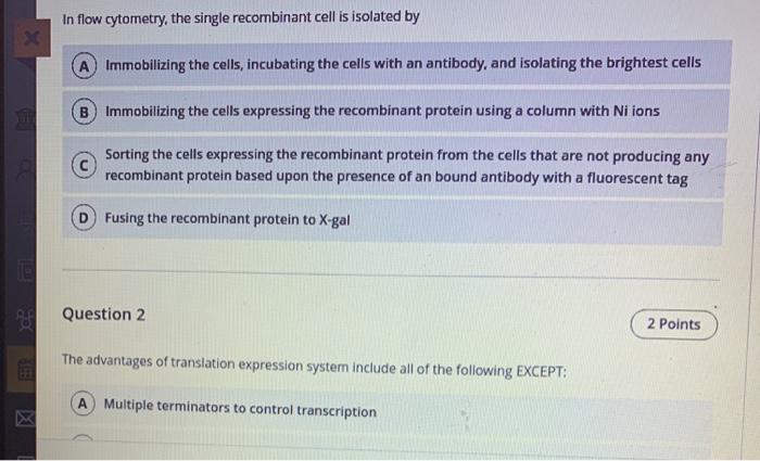 Solved In flow cytometry, the single recombinant cell is | Chegg.com
