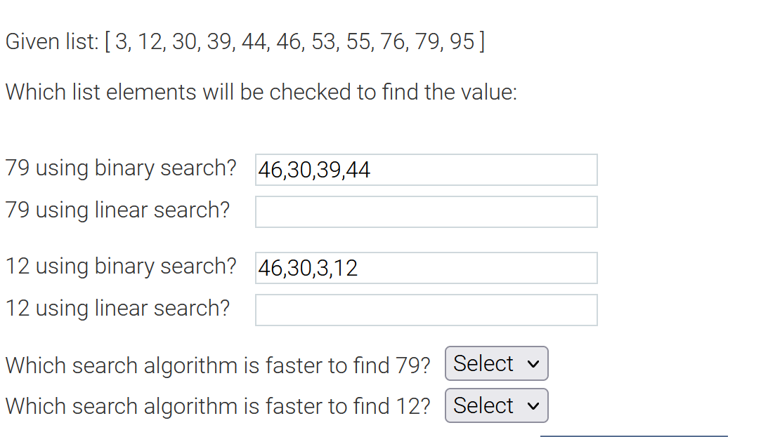 Solved Given list: Which list elements will be checked to | Chegg.com