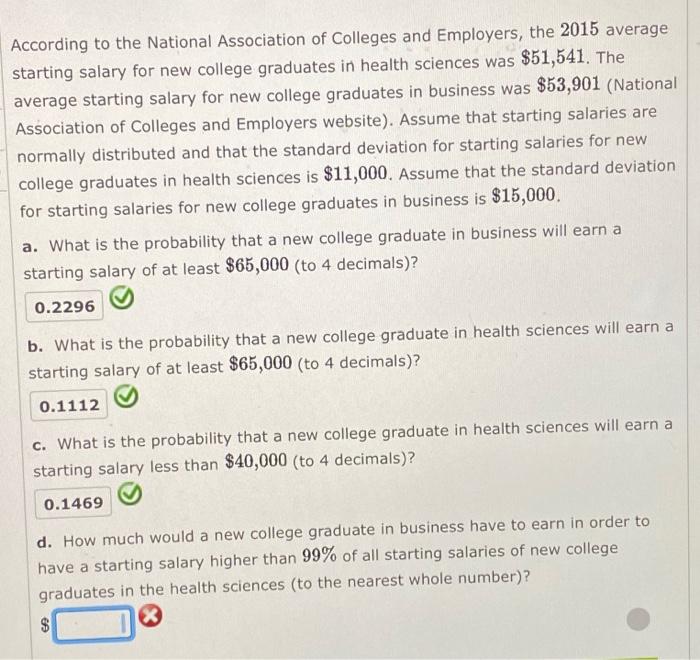 Solved According to the National Association of Colleges and | Chegg.com