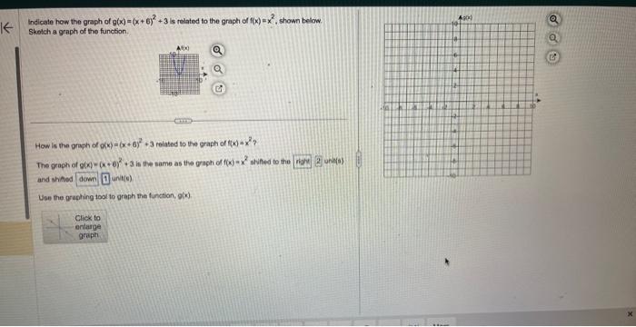 Solved Indicate hew the graph of g(x)=(x+6)2+3 is related to | Chegg.com