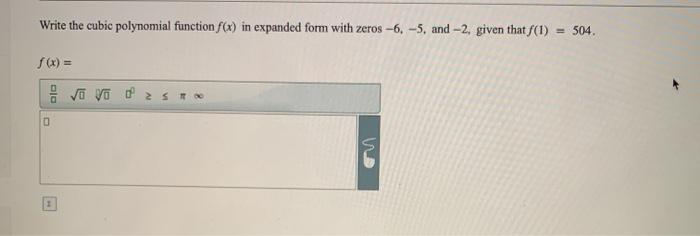 Solved Write the cubic polynomial function f(x) in expanded | Chegg.com