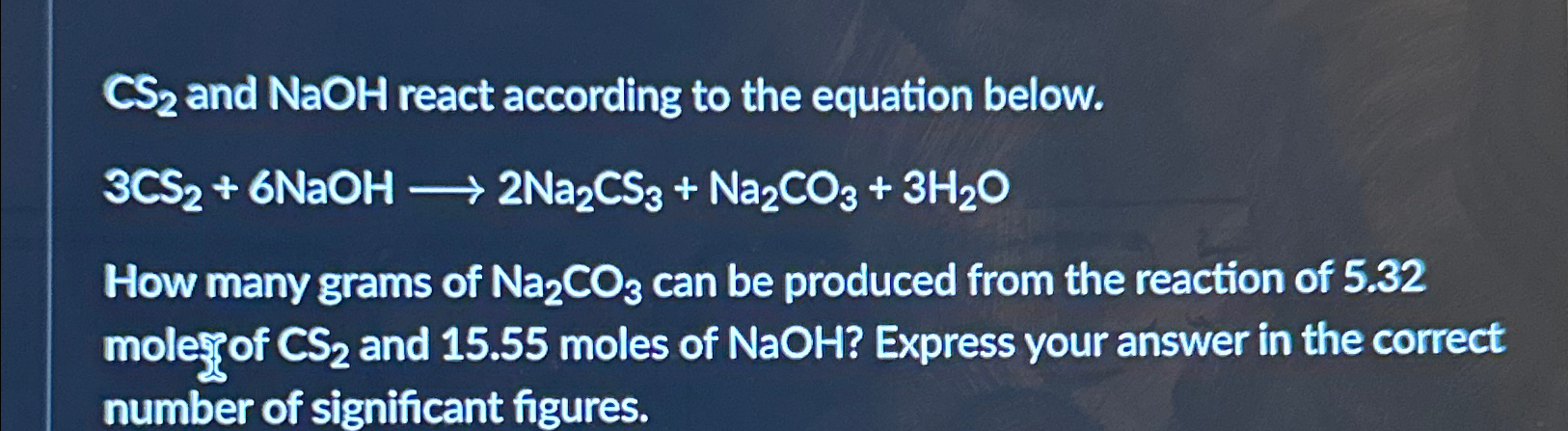 CS2 ﻿and NaOH react according to the equation | Chegg.com