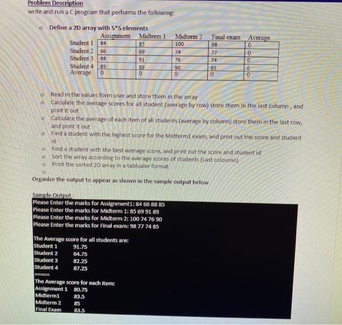 Solved Problem Description write and run a C program that | Chegg.com