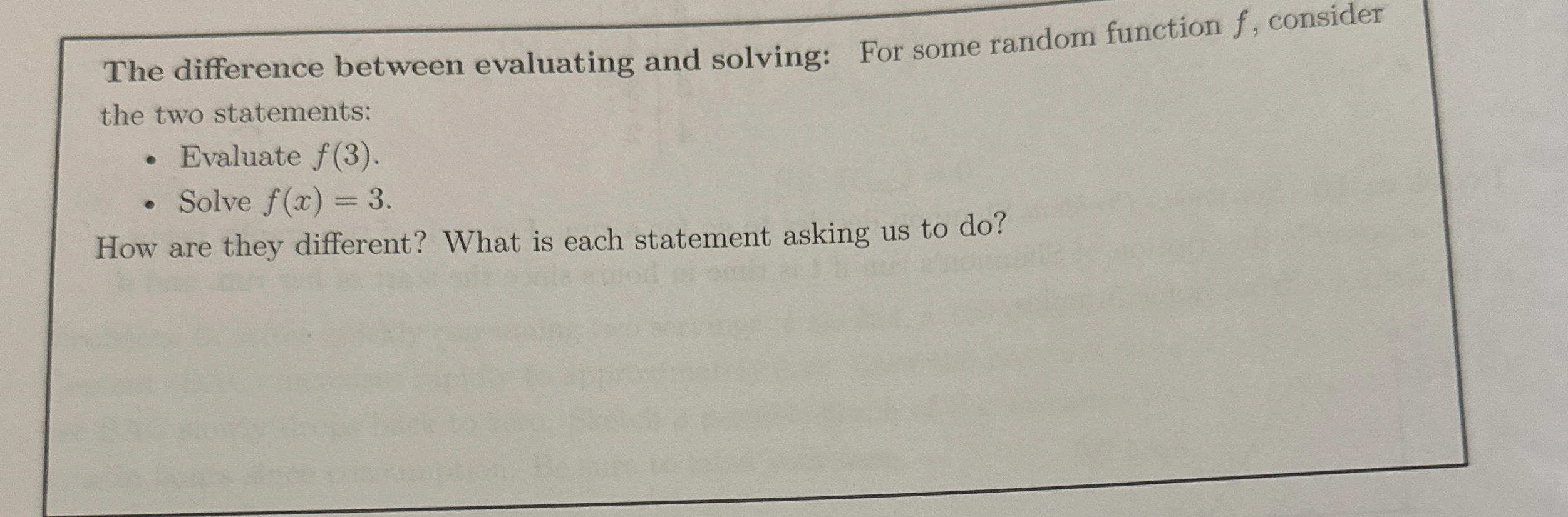 Solved The difference between evaluating and solving: For | Chegg.com