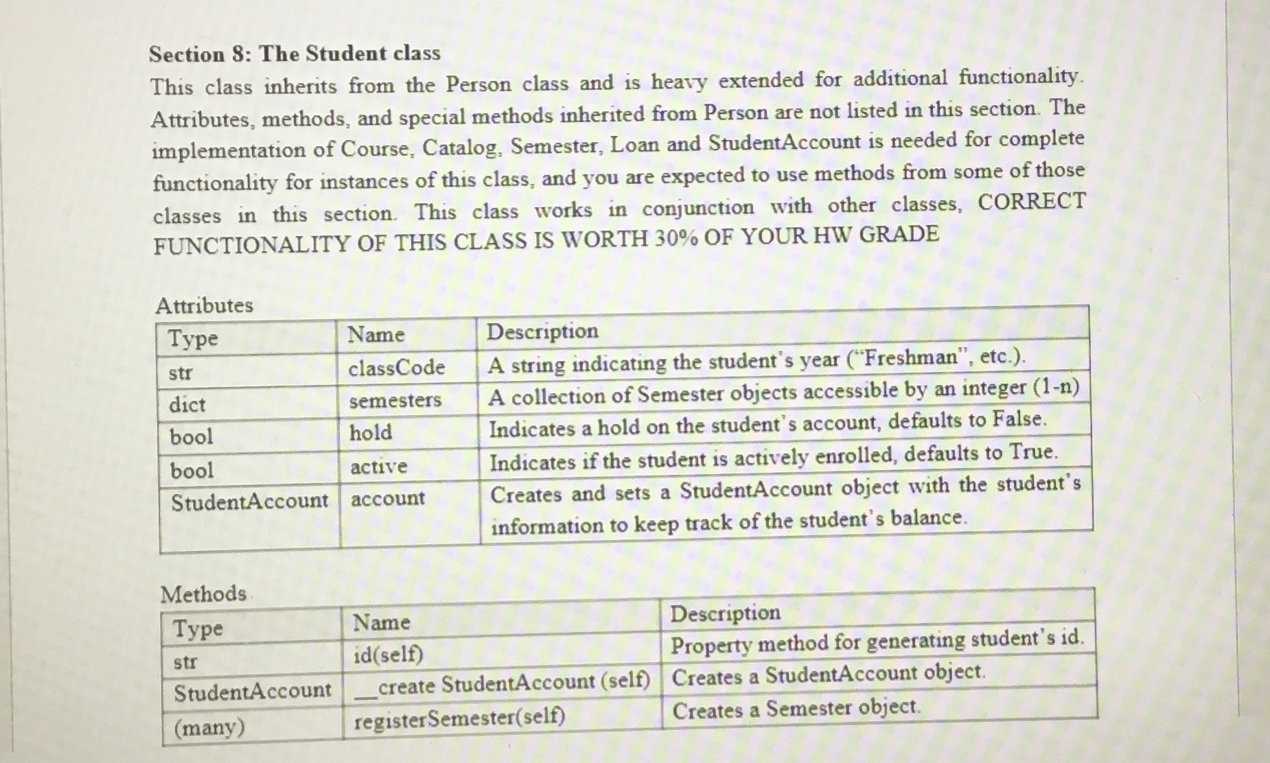 Solved Section 8: The Student classThis class inherits from | Chegg.com