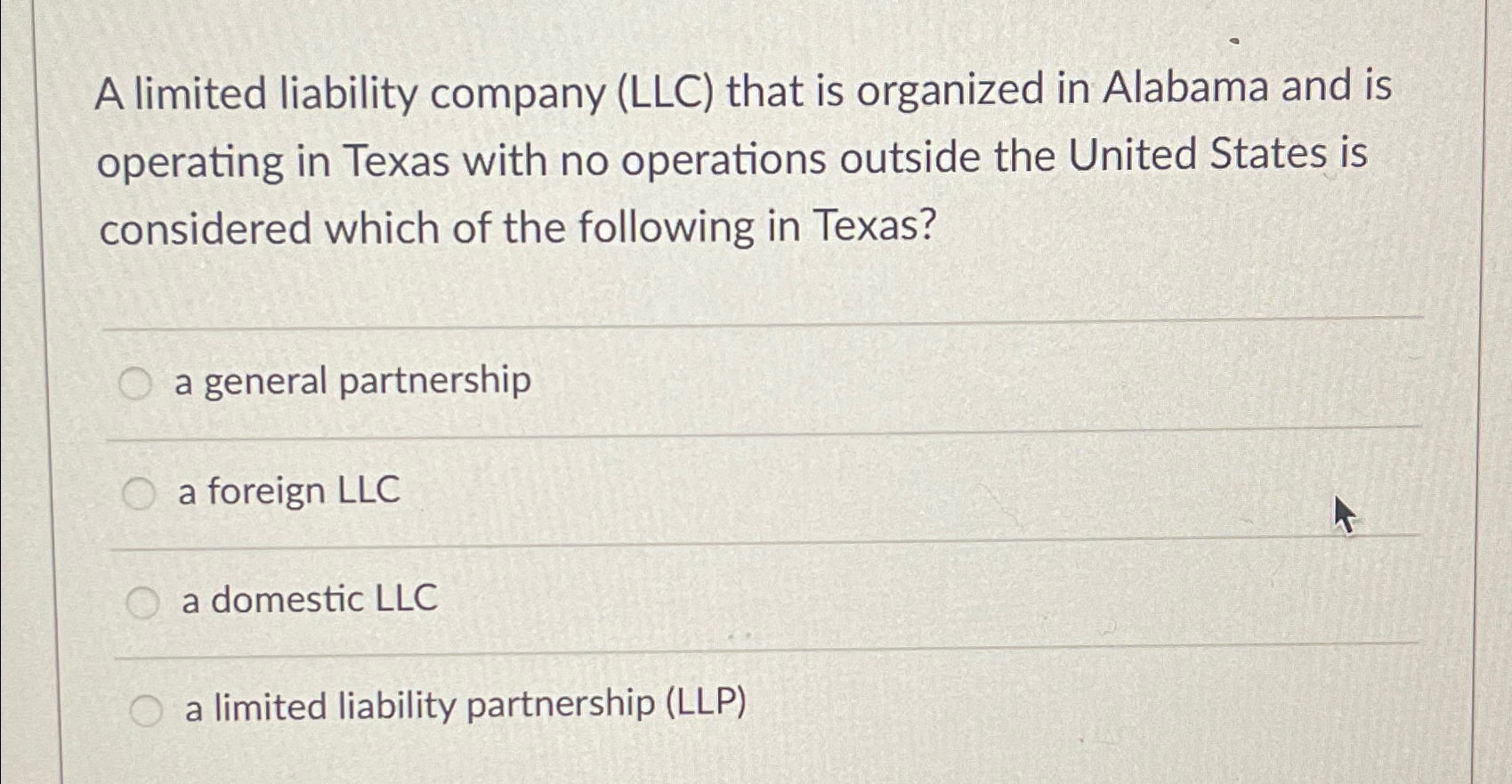 Solved A limited liability company (LLC) ﻿that is organized | Chegg.com