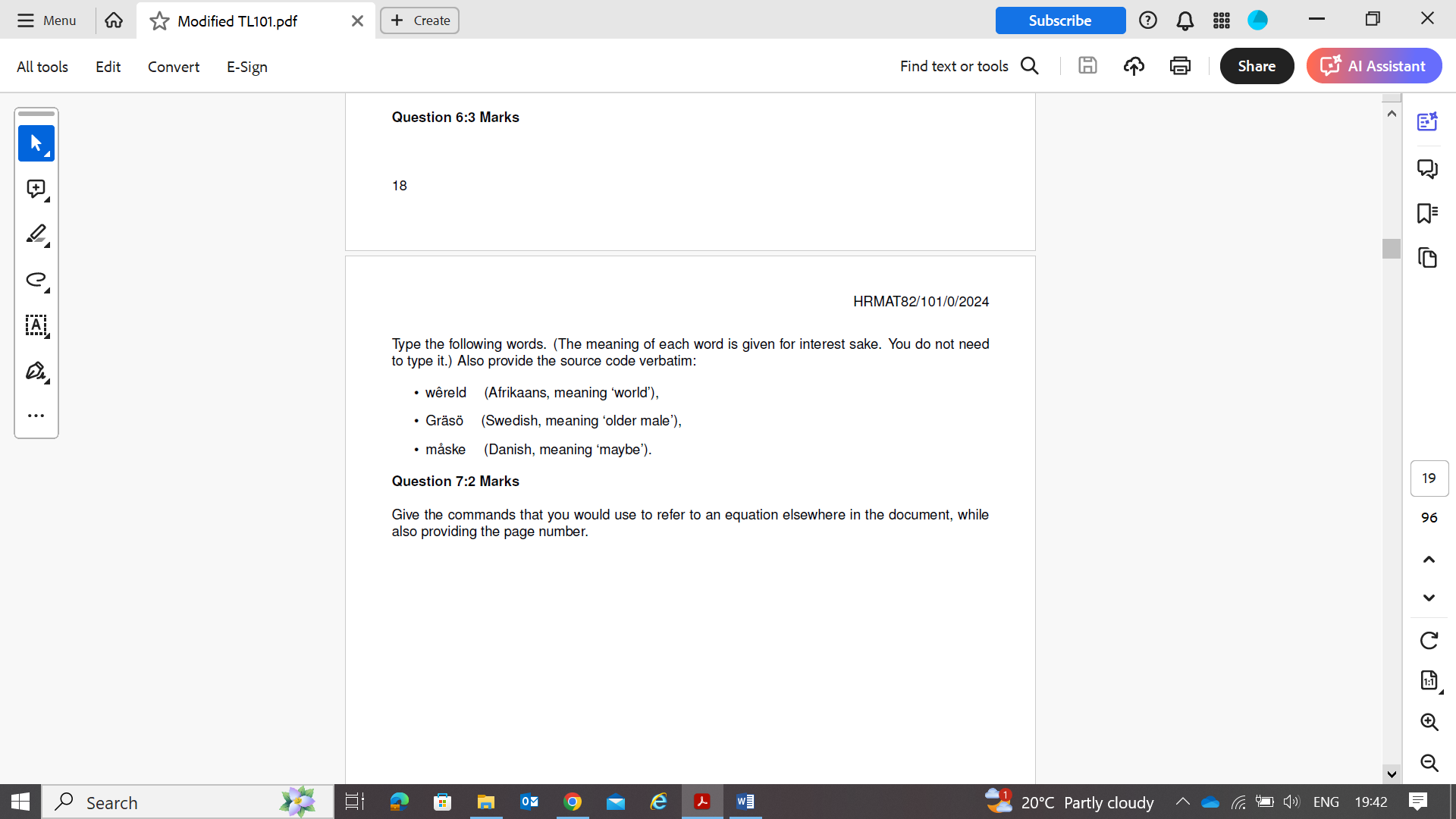 Solved HRMAT82/101/0/2024Type the following words. (The | Chegg.com