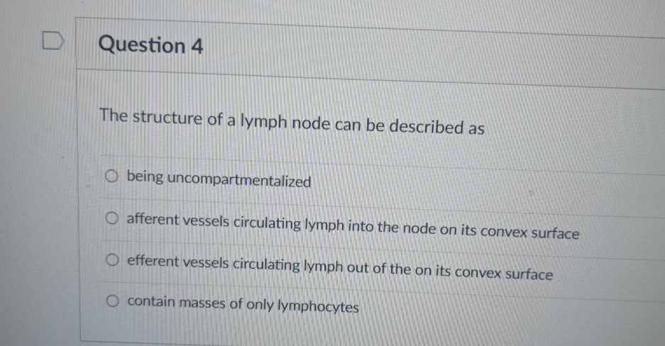 Solved Question 4The structure of a lymph node can be | Chegg.com