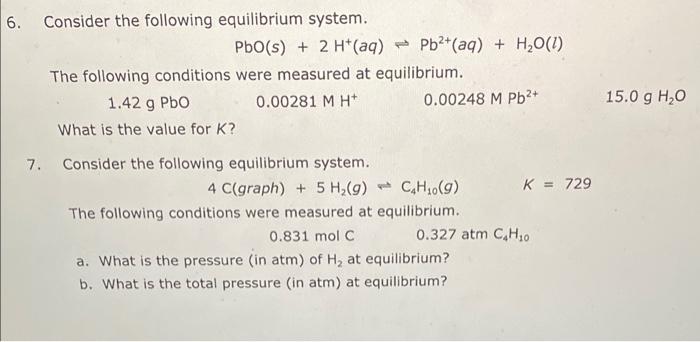 Solved Consider the following equilibrium system. | Chegg.com