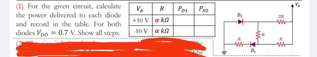 Solved (1) For the given circuit, calculate the power | Chegg.com