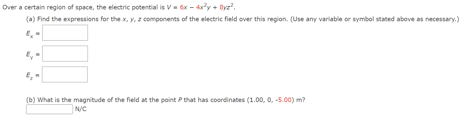 Solved Over a certain region of space, the electric | Chegg.com