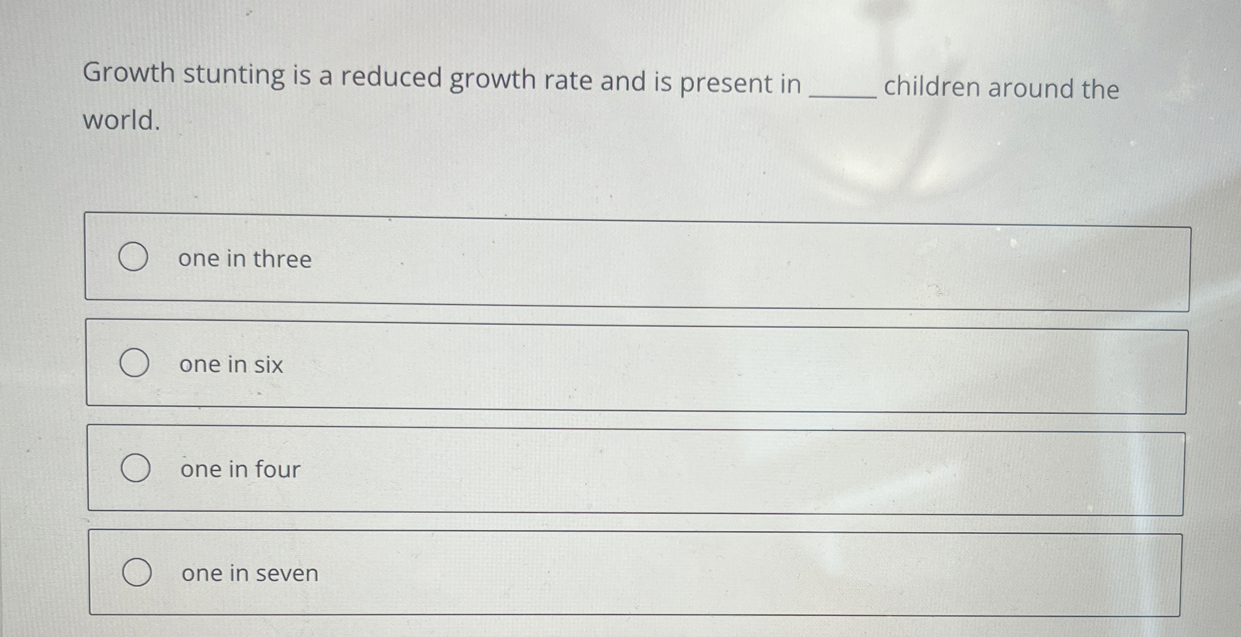 Growth stunting is a reduced growth rate and is | Chegg.com