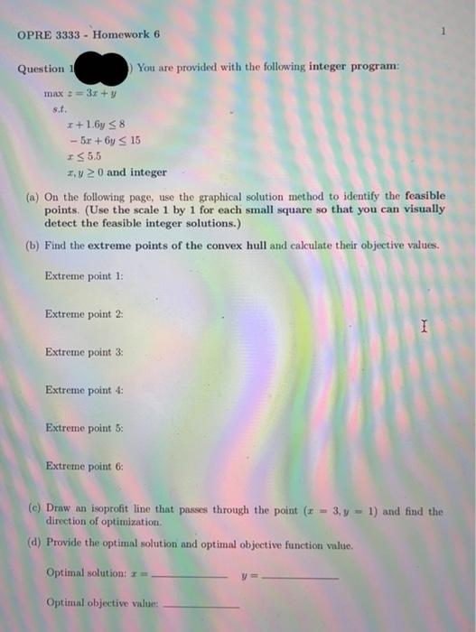 Solved OPRE 3333 - Homework 6 Question 1 You are provided | Chegg.com