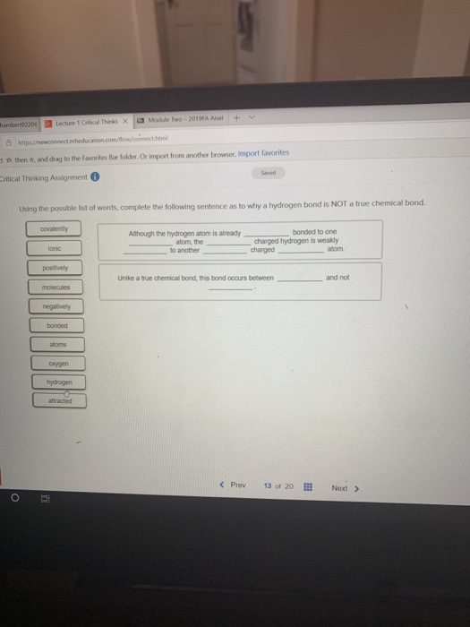 Solved Although The Hydrogen Atom Is Already What Bonded To
