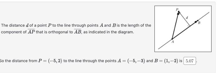 Solved The distance d of a point P to the line through | Chegg.com