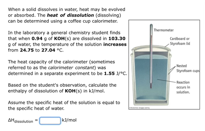 Solved When a solid dissolves in water, heat may be evolved | Chegg.com