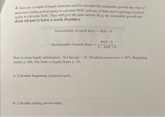 Solved 4. Here are a couple of handy formulas used to | Chegg.com