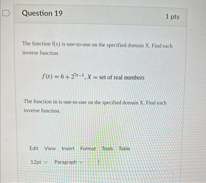 Solved The function f(x) is one-to-one on the specified | Chegg.com