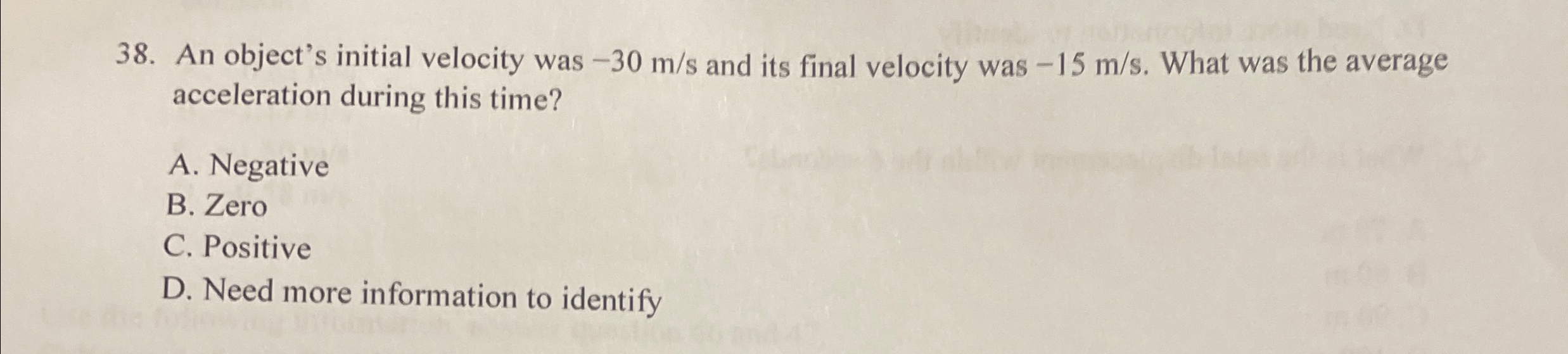 An Object S Initial Velocity Was 30ms ﻿and Its Final