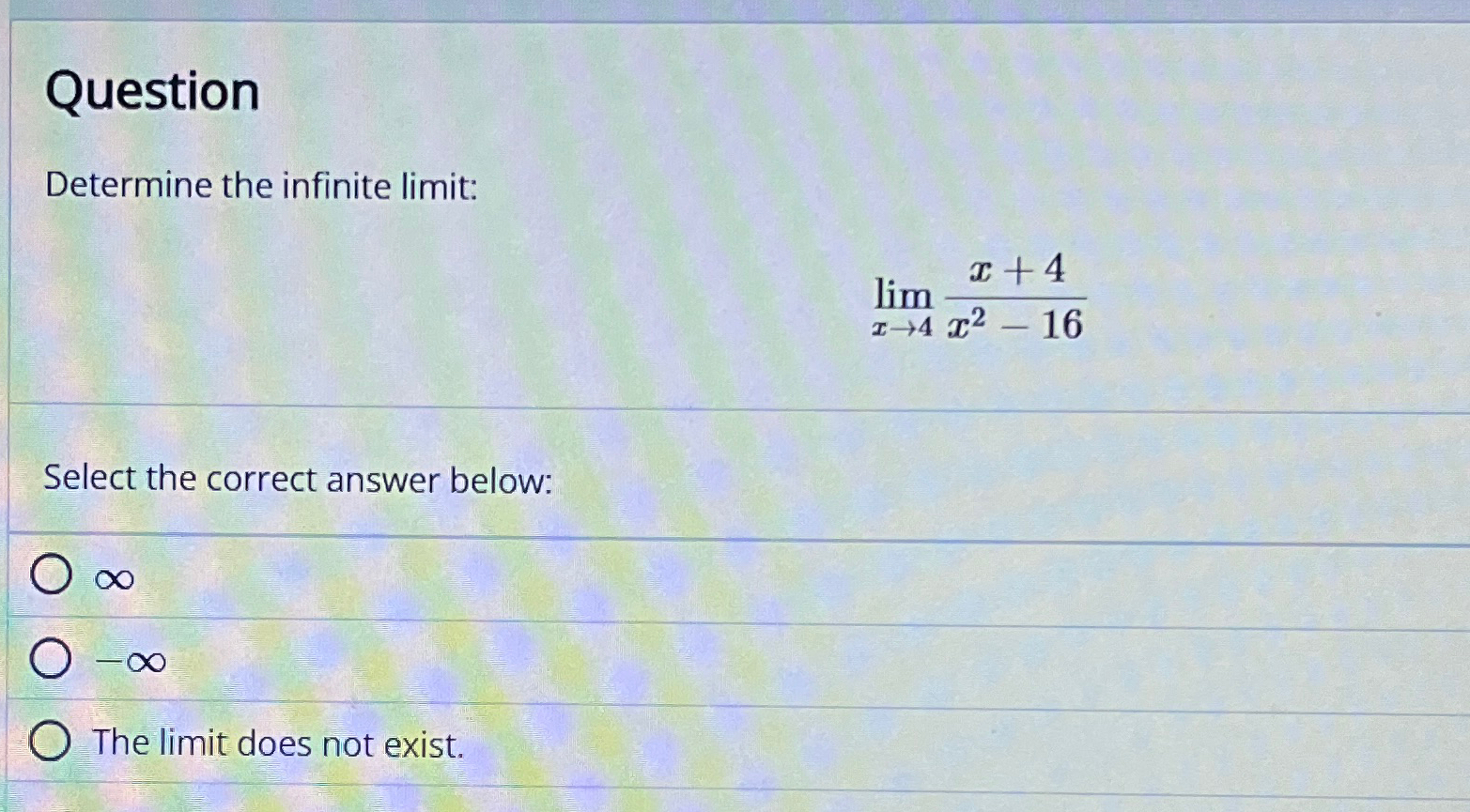 Solved QuestionDetermine the infinite | Chegg.com