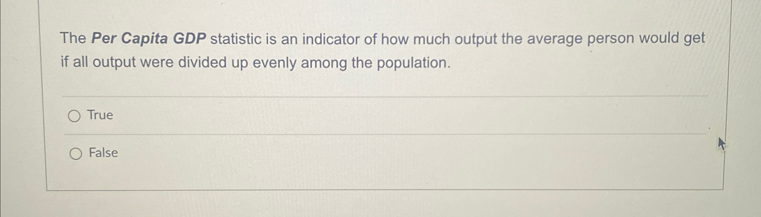 Solved The Per Capita GDP statistic is an indicator of how | Chegg.com
