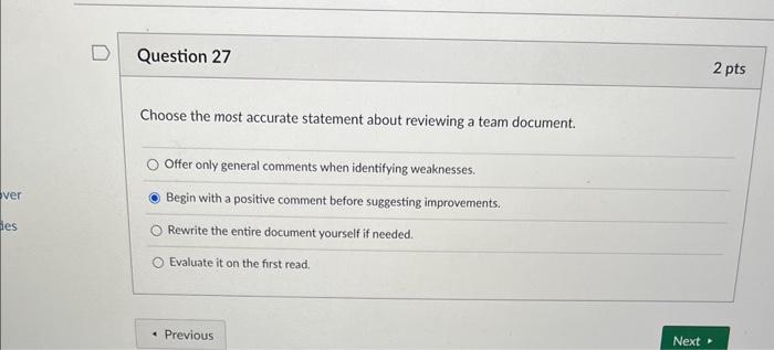 Solved Choose the most accurate statement about reviewing a | Chegg.com