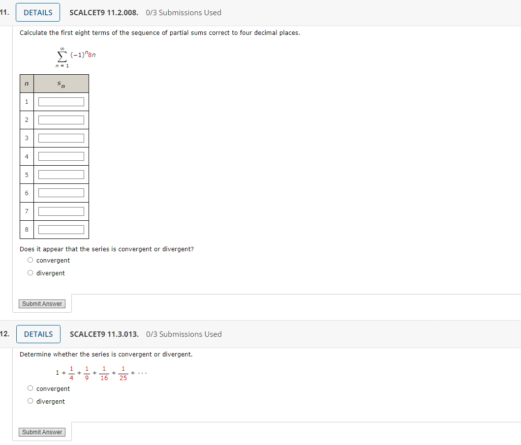 Solved SCALCET9 11.2.008. 0/3 Submissions Used Calculate the | Chegg.com