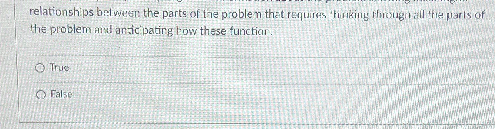 Solved relationships between the parts of the problem that | Chegg.com