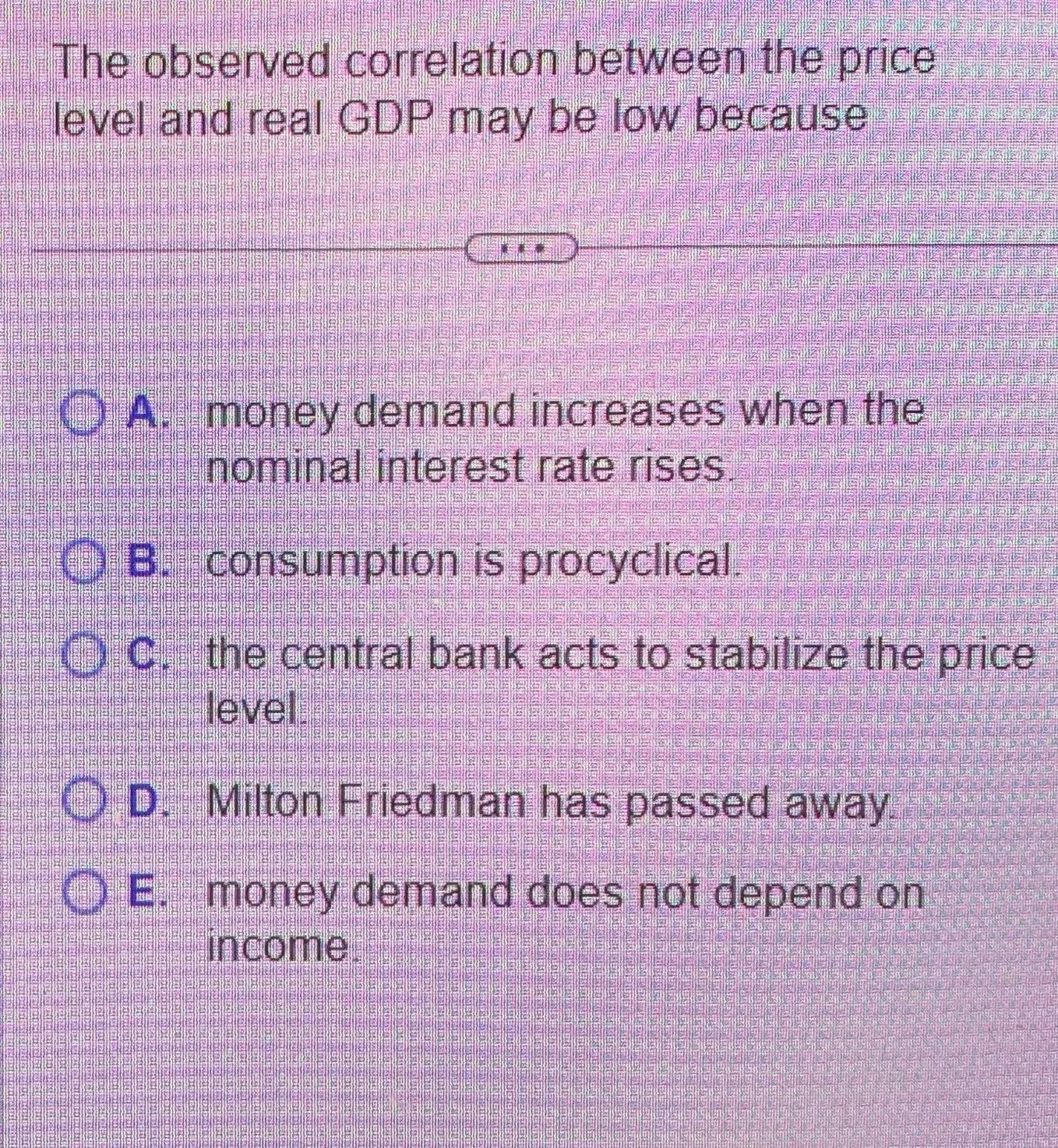 Solved The observed correlation between the price level and | Chegg.com