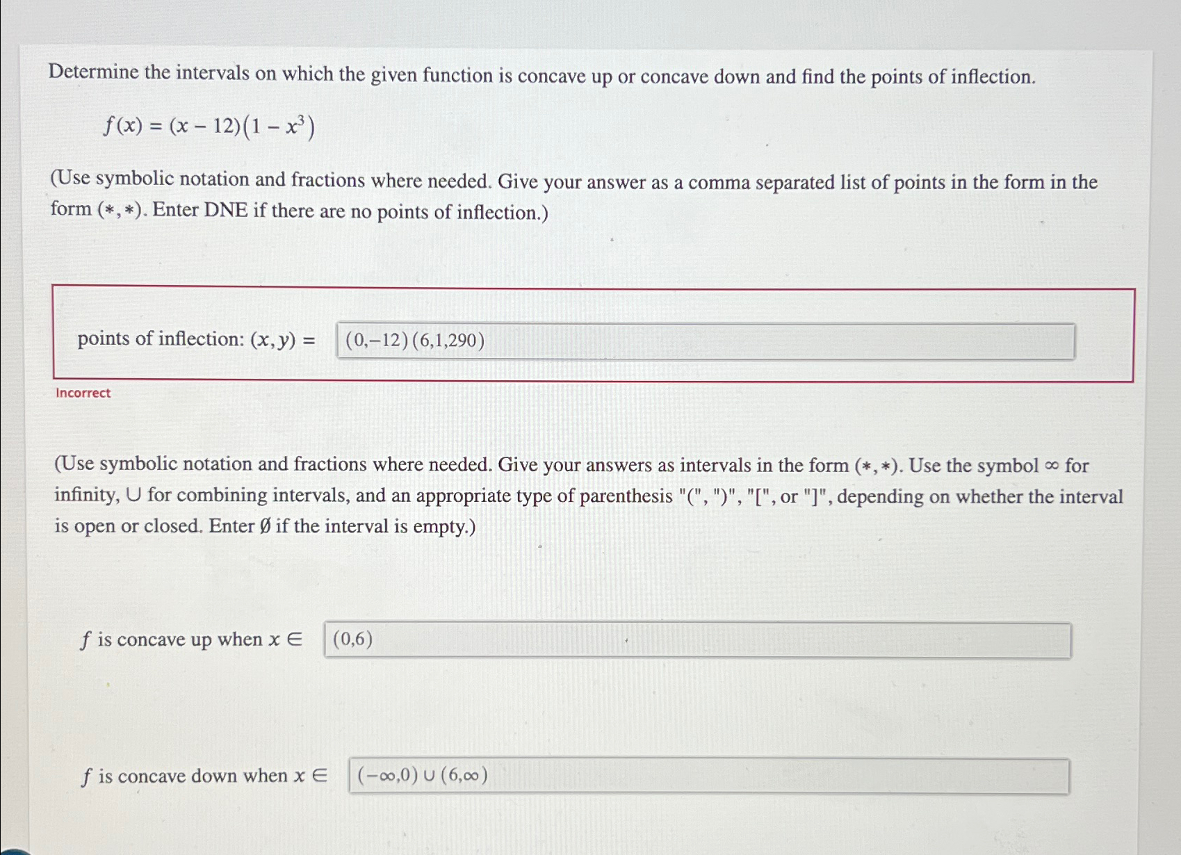 Solved Determine the intervals on which the given function | Chegg.com