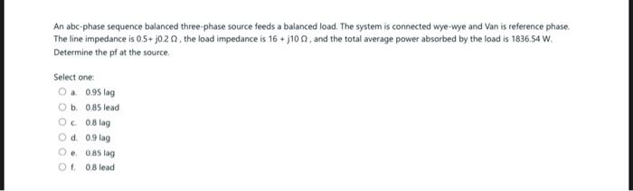 Solved An abc-phase sequence balanced three-phase source | Chegg.com