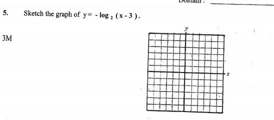 Solved 5. Sketch the graph of y= - log2(x-3). ЗМ | Chegg.com