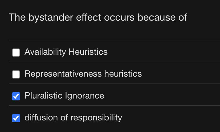 Solved The bystander effect occurs because ofAvailability | Chegg.com