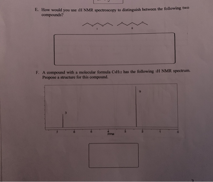 Solved E. How would you use iH NMR spectroscopy to | Chegg.com