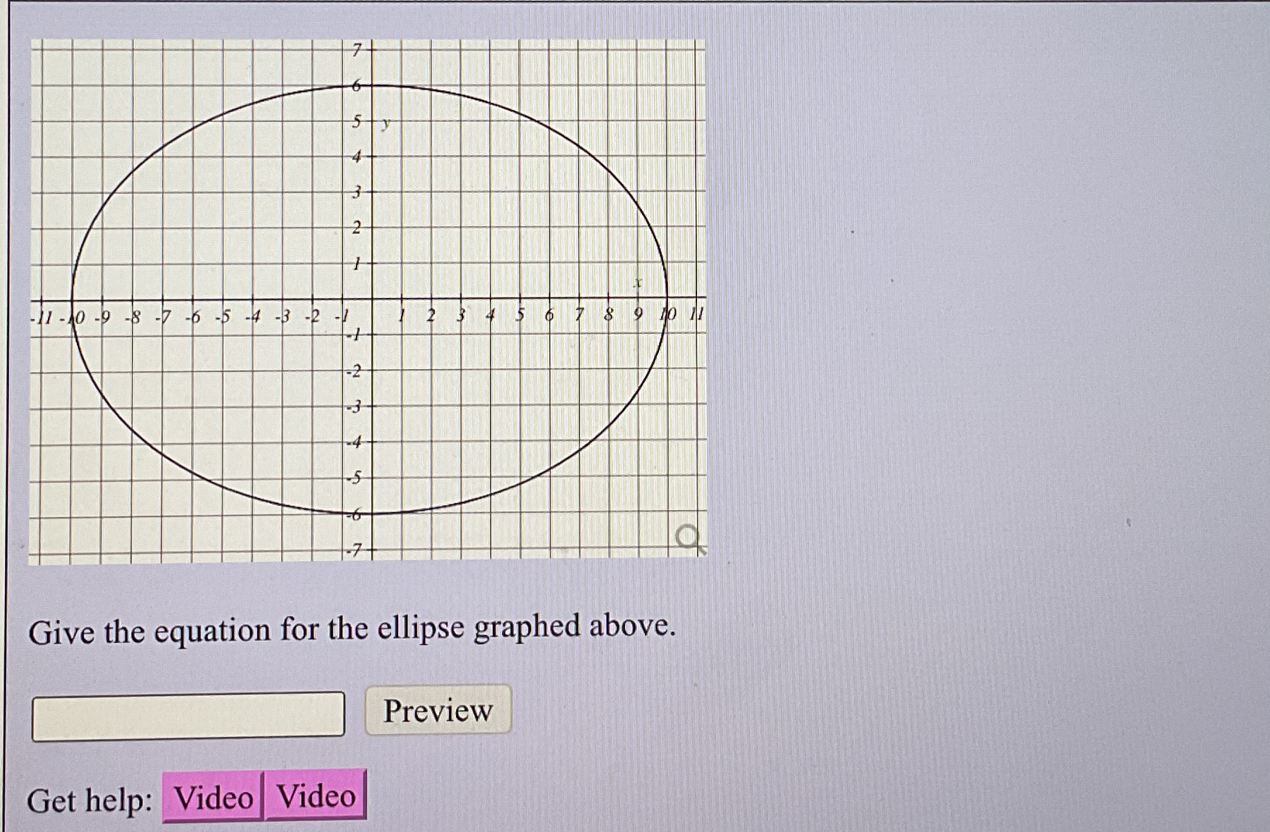 Solved Give the equation for the ellipse graphed above. Get | Chegg.com