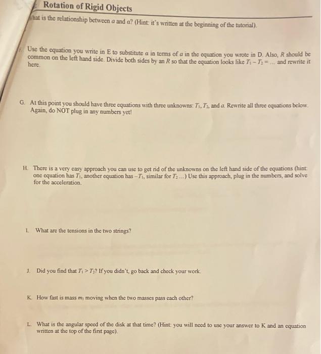 Solved IV. More practice with rotational dynamics Consider | Chegg.com