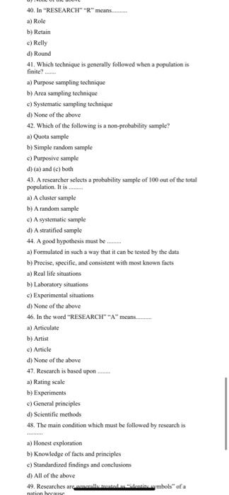 Solved d) Sarvey method 32. Experimental researches are | Chegg.com