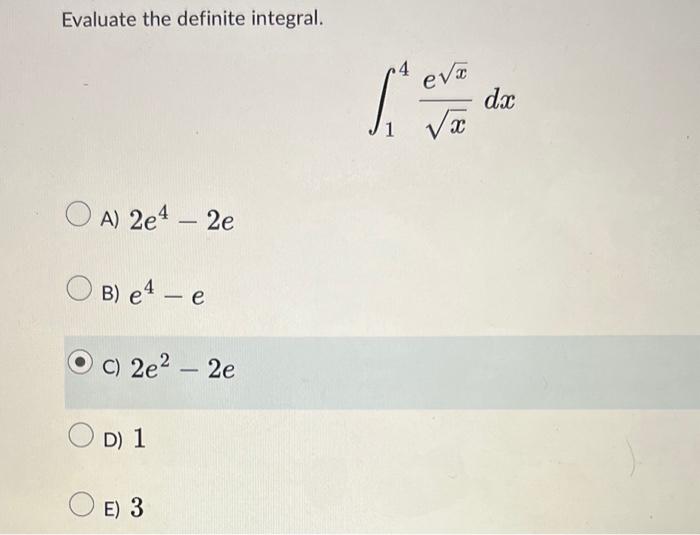 Solved Evaluate the indefinite integral. ∫xe(x2+3)dx A) | Chegg.com