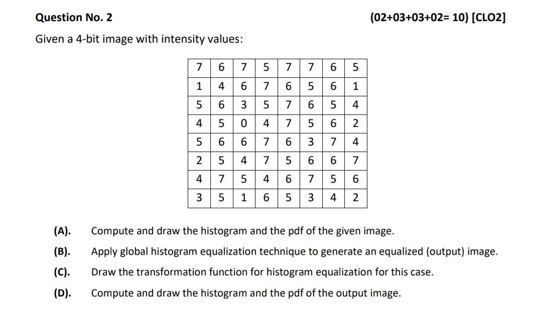 Subject : Digital Image Processing. Draw diagram | Chegg.com