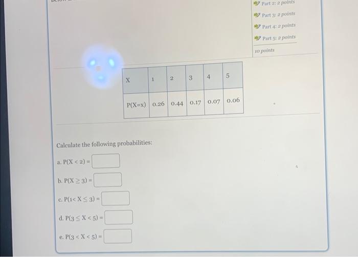 Solved Calculate the following probabilities: a. P(X