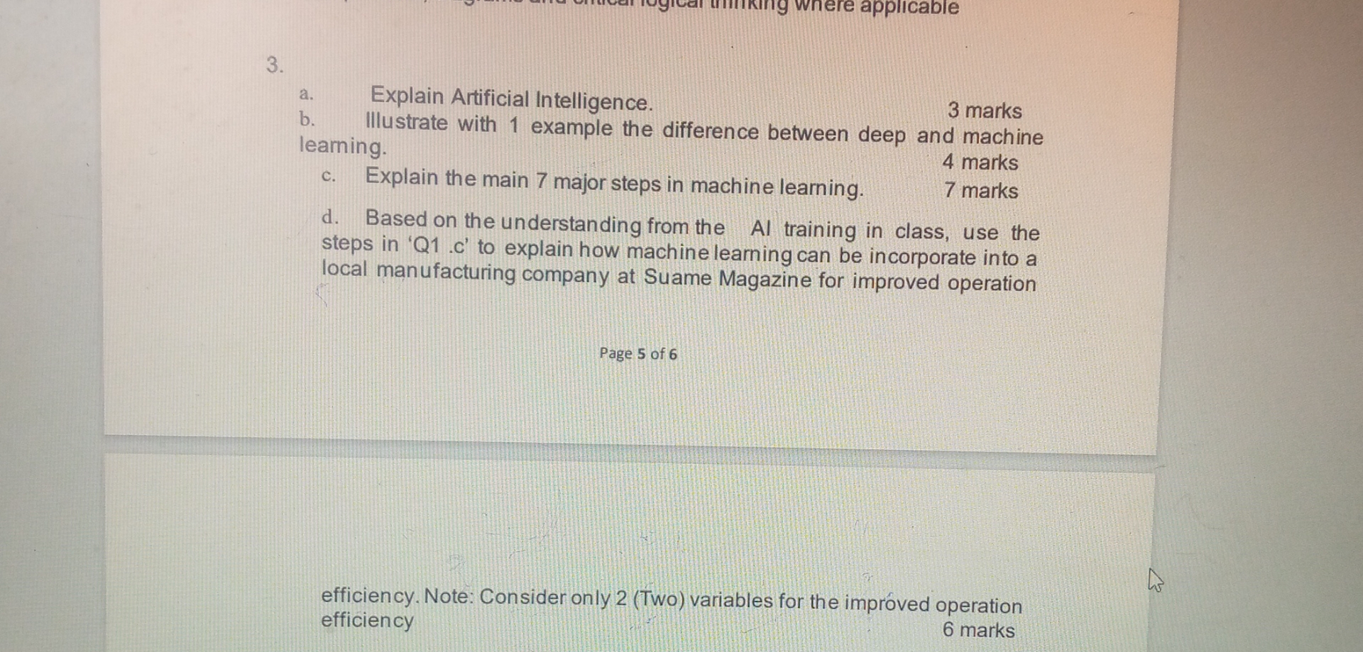 Solved a. ﻿Explain Artificial Intelligence.3 ﻿marksb. | Chegg.com