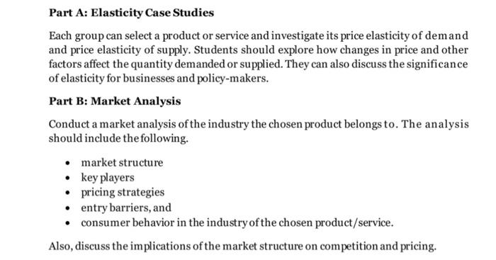 Solved Part A: Elasticity Case Studies Each group can select | Chegg.com