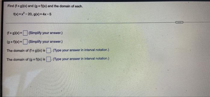 Solved Find (fog)(x) and (gof)(x) and the domain of each. | Chegg.com