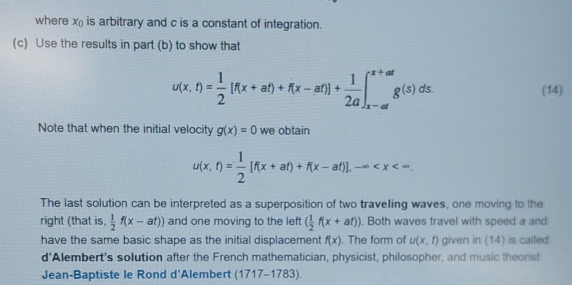 Solved The vertical displacement u(x,t) of an infinitely | Chegg.com