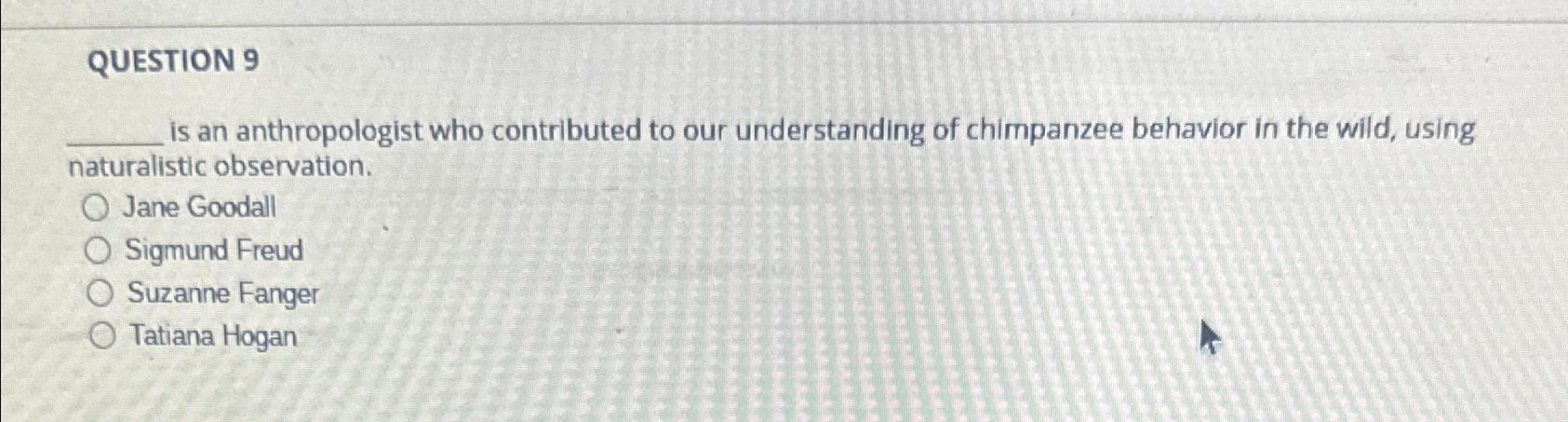 Solved QUESTION 9is an anthropologist who contributed to our | Chegg.com