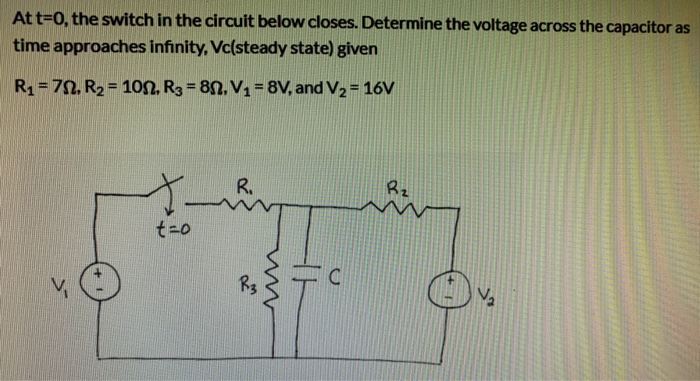 Solved At t=0, the switch in the circuit below closes. | Chegg.com