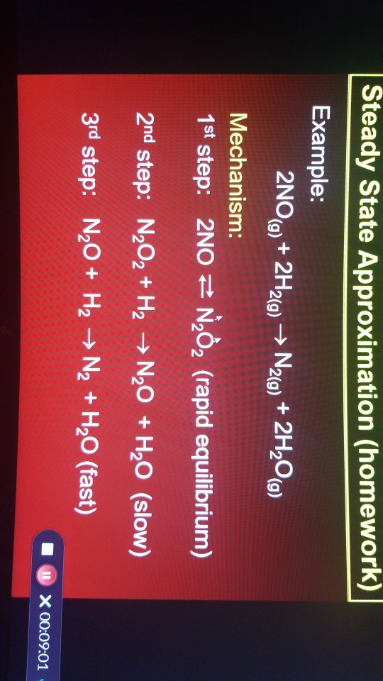 Solved Steady State Approximation (homework) Example: 2NO(g) | Chegg.com