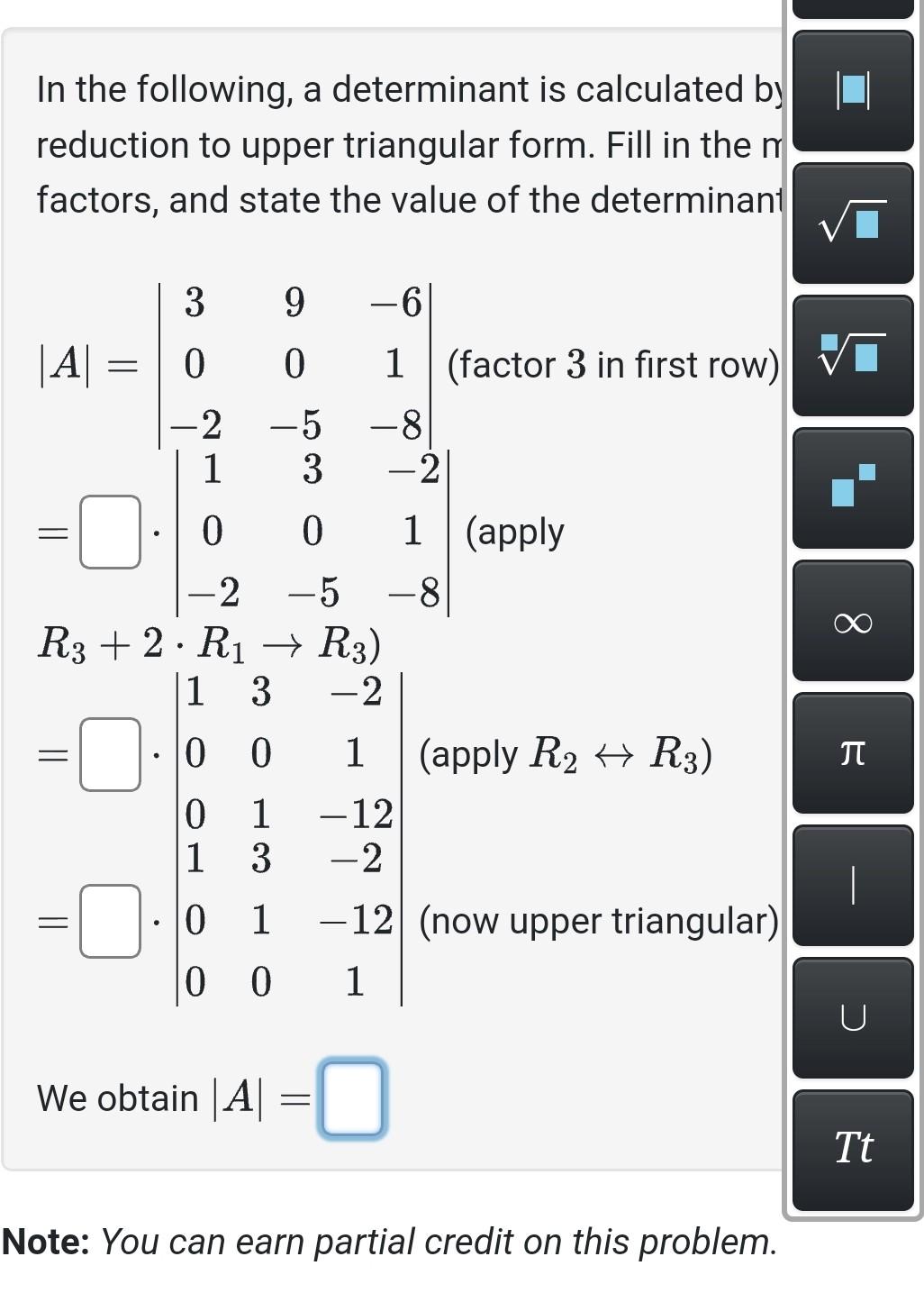 Solved In the following, a determinant is calculated by | Chegg.com